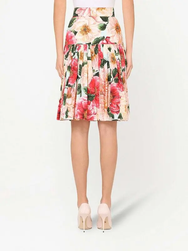 Dolce & Gabbana Floral Print Pleated Knee-length Skirt