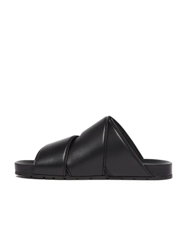 Bottega Veneta Leather Crossed Strap Mule Sandals