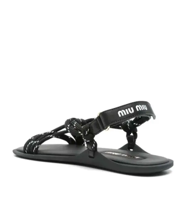 Miu Miu Rope Flat Sandals With Adjustable Ankle Straps