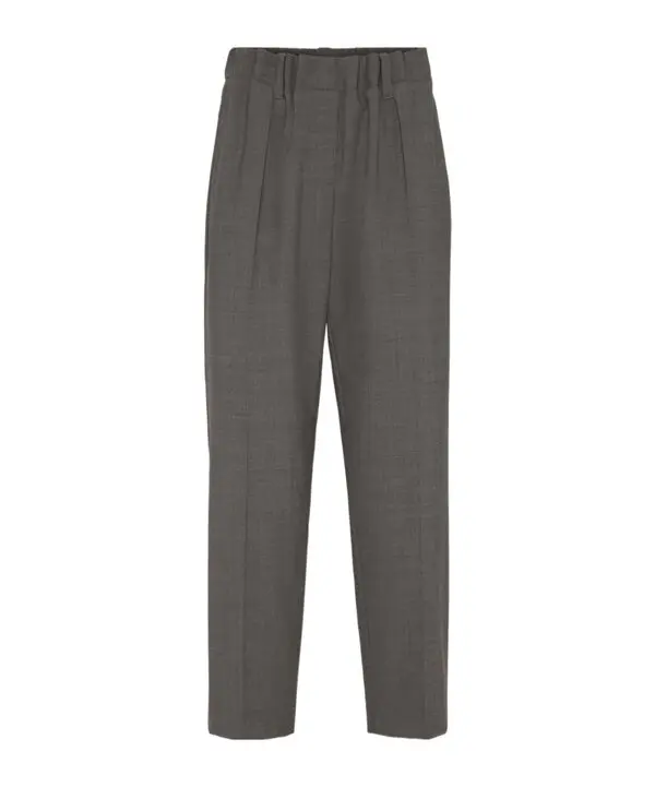 Brunello Cucinelli High-waist Pleated Wool Trousers - Medium Grey