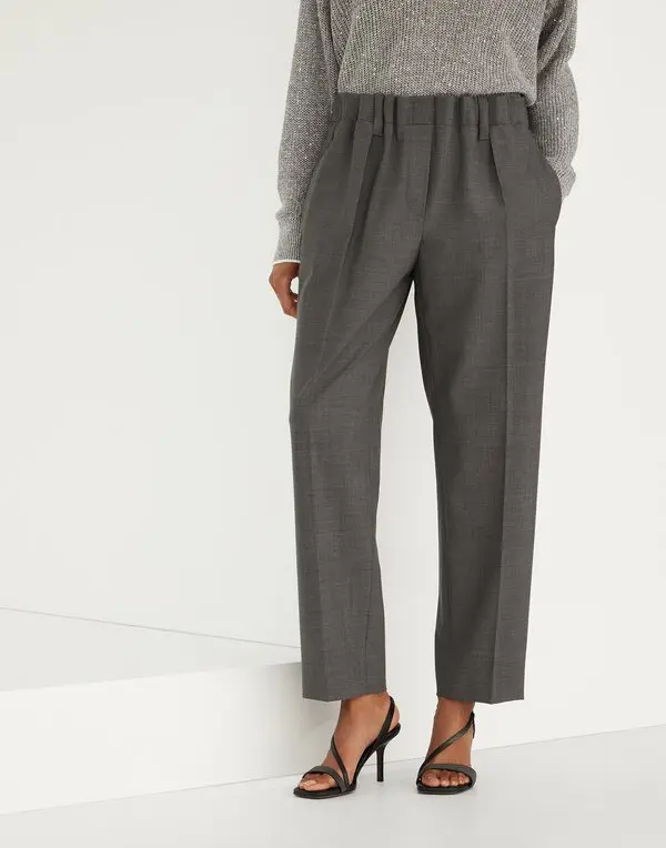 Brunello Cucinelli High-waist Pleated Wool Trousers - Medium Grey