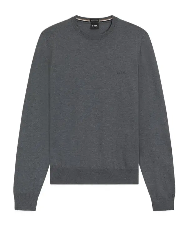Hugo Boss Crewneck Jumper With Embroidered Logo - Grey