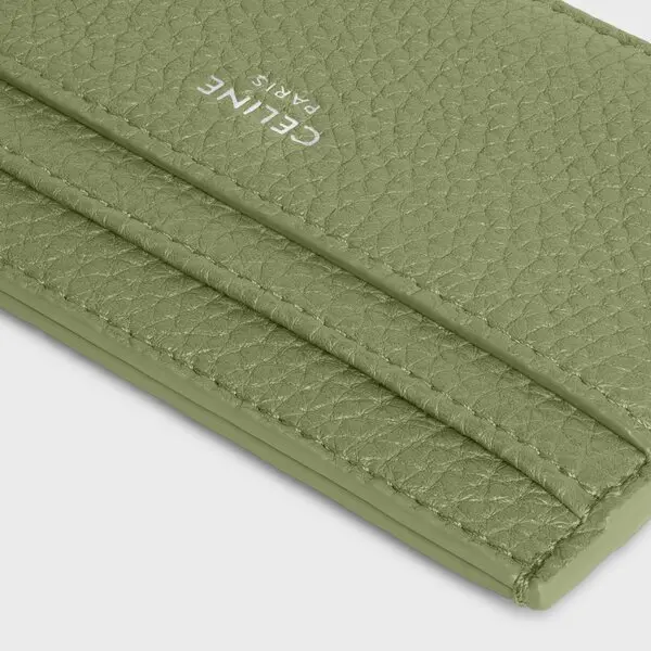 Celine Card Holder In Grained Calfskin - Green