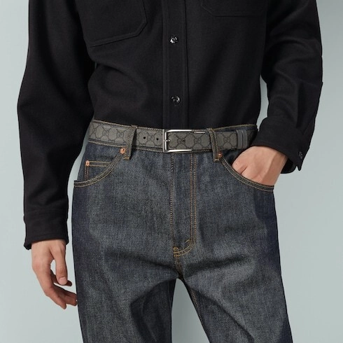 Gucci Reversible Rectangle Buckled Belt - Gray