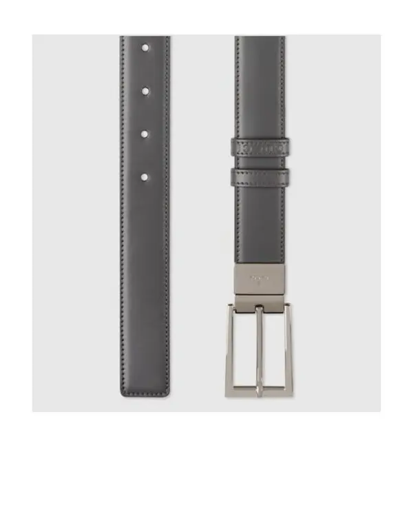 Gucci Reversible Rectangle Buckled Belt - Gray