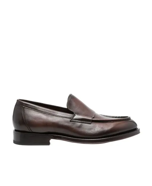Santoni Tonal Stitched Slip-on Loafers