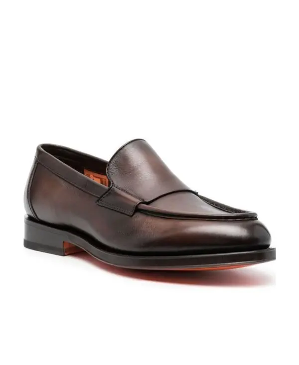 Santoni Tonal Stitched Slip-on Loafers