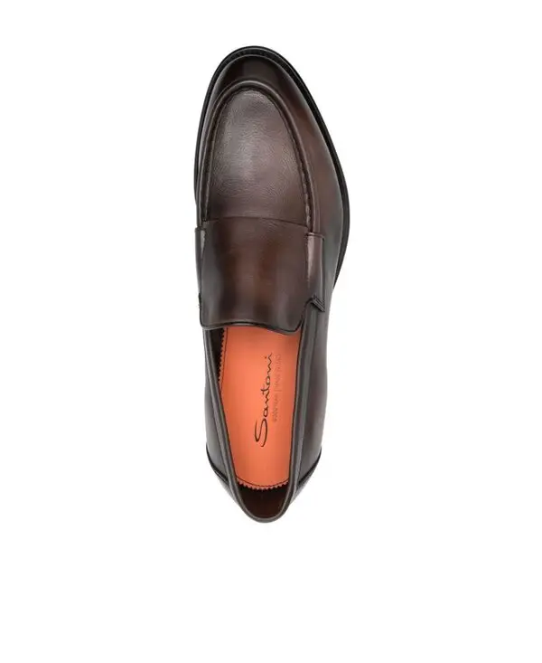 Santoni Tonal Stitched Slip-on Loafers