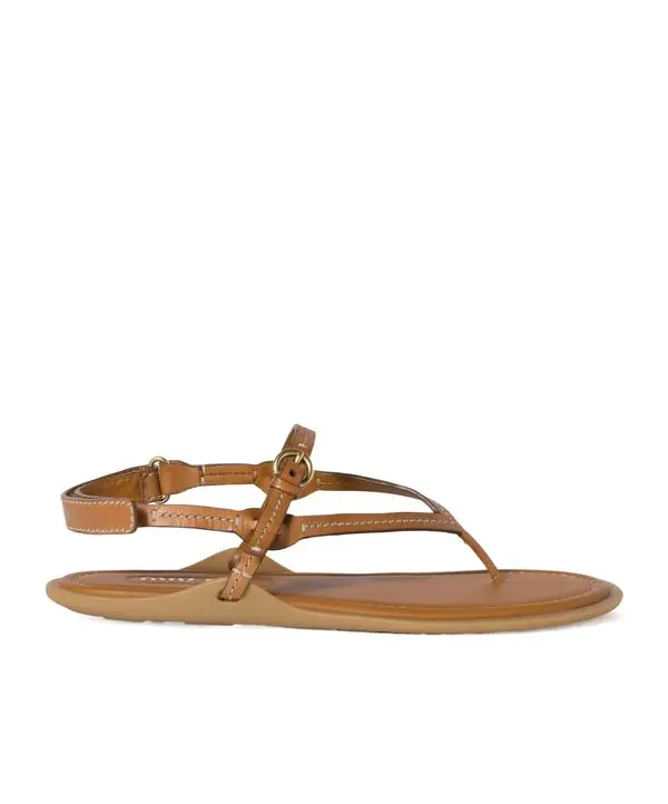 Miu Miu Flat Thong Sandals With Adjustable Ankle Strap