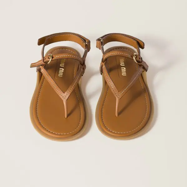 Miu Miu Flat Thong Sandals With Adjustable Ankle Strap