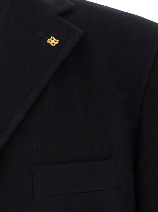 Tagliatore Single-breasted Brooch-detail Coat