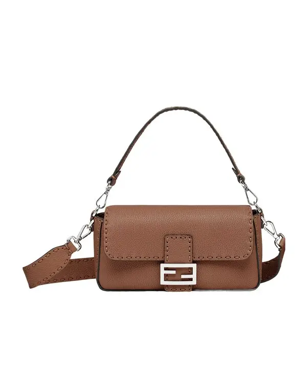 Fendi Medium Baguette Bag With Ff Buckle - Brown