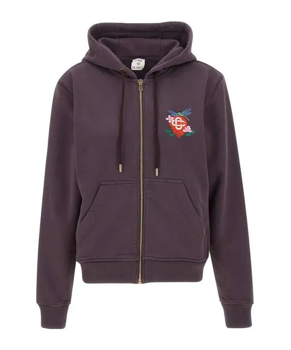 Casablanca Embroidered Logo Drawstring Hoodie - Brown