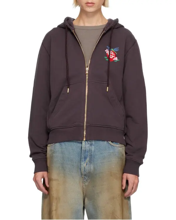 Casablanca Embroidered Logo Drawstring Hoodie - Brown