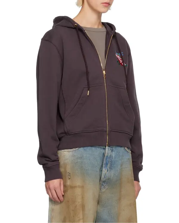Casablanca Embroidered Logo Drawstring Hoodie - Brown