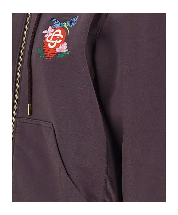 Casablanca Embroidered Logo Drawstring Hoodie - Brown