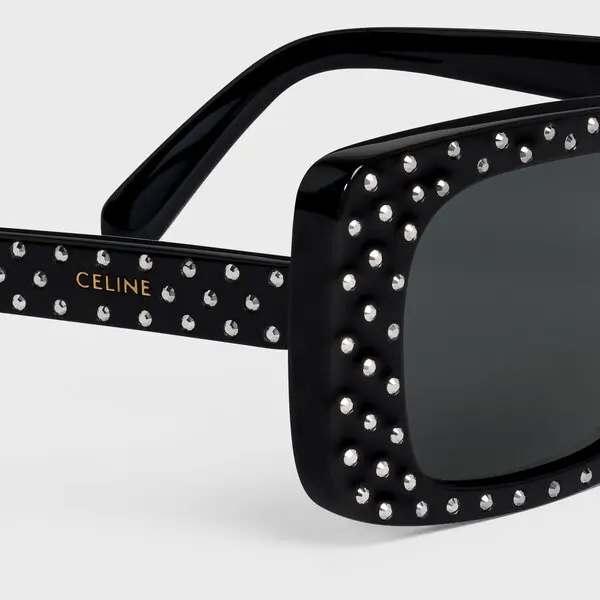 Celine Square Acetate Sunglasses With Crystal Embellishments
