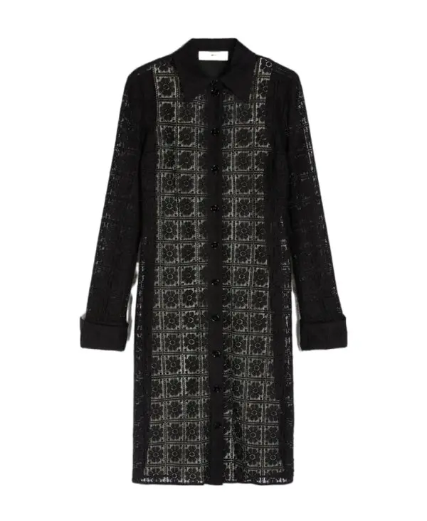 Sportmax Long-sleeve Lace Midi Dress