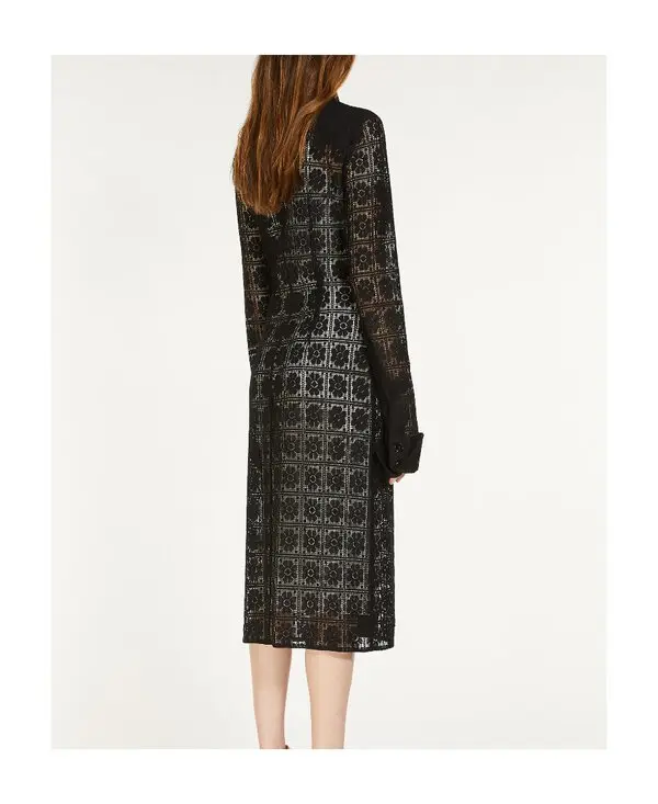Sportmax Long-sleeve Lace Midi Dress