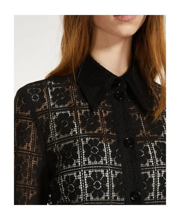 Sportmax Long-sleeve Lace Midi Dress