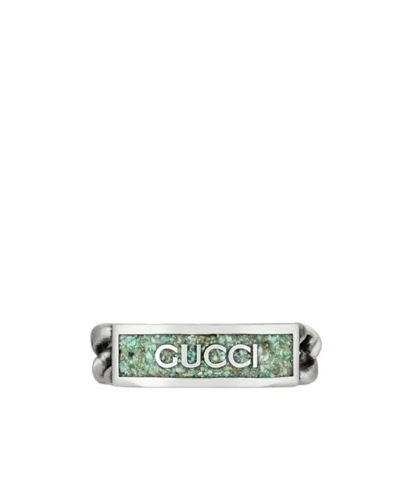Gucci Logo Plaque Chain Ring - White