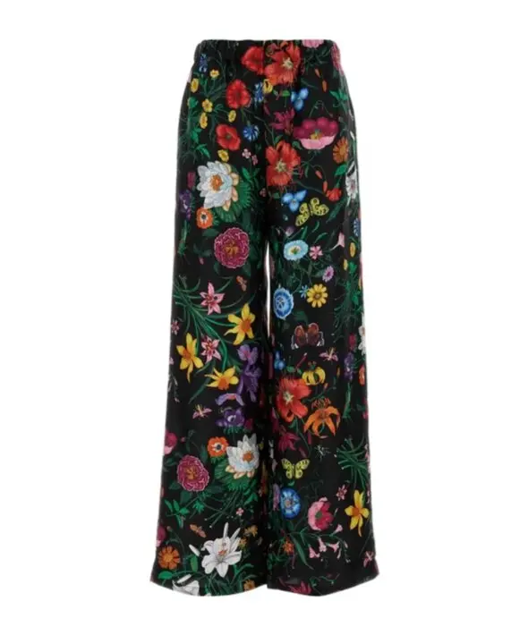 Gucci Floral Print Wide Leg Pants