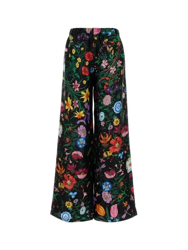 Gucci Floral Print Wide Leg Pants