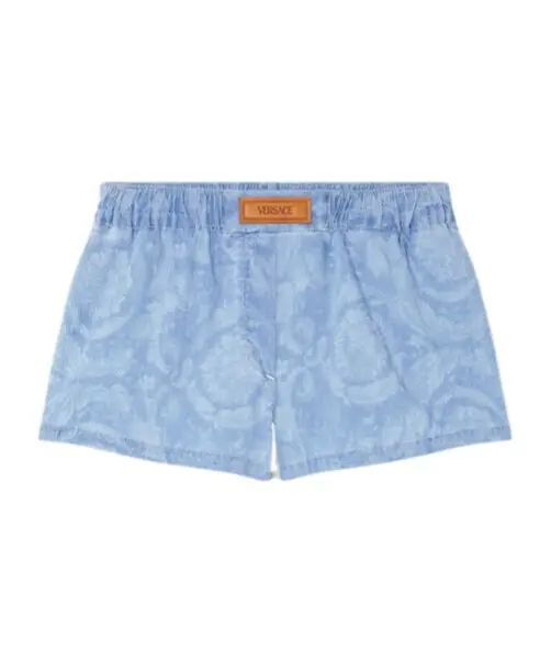 Versace Logo-patch Denim Shorts - Blue