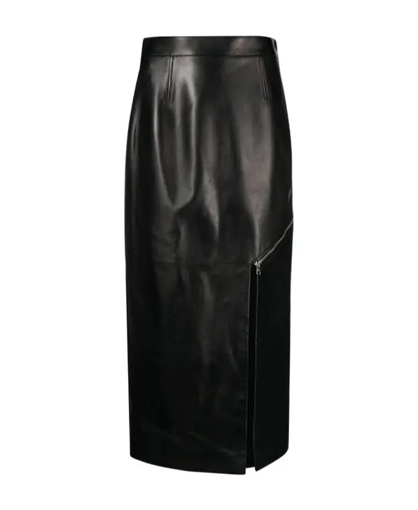 Alexander McQueen Belted Side-slit Midi Skirt - Black