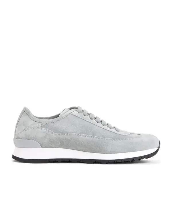 John Lobb Panelled Suede Lace-up Sneakers - Ice Blue