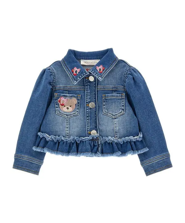 Monnalisa Embroidered Bear Denim Jacket