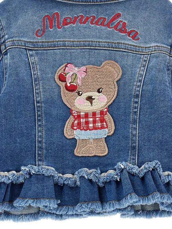 Monnalisa Embroidered Bear Denim Jacket
