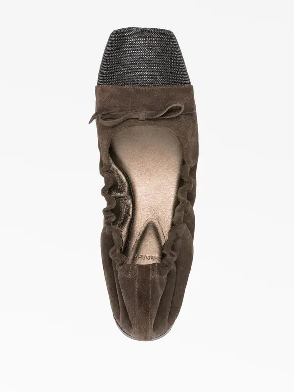Brunello Cucinelli Beaded Leather Ballerina Flats