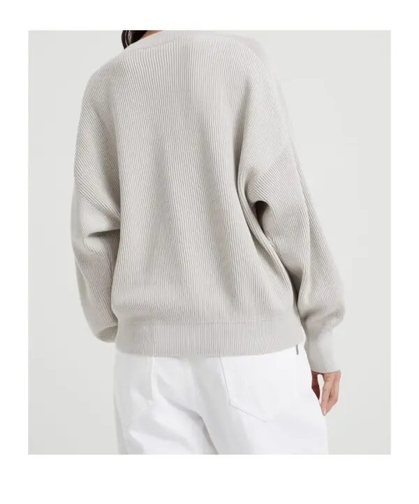 Brunello Cucinelli Monili-trim V-neck Ribbed Jumper