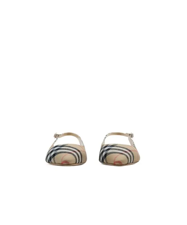 Burberry Pointed-toe Checked Slingback Ballet Flats