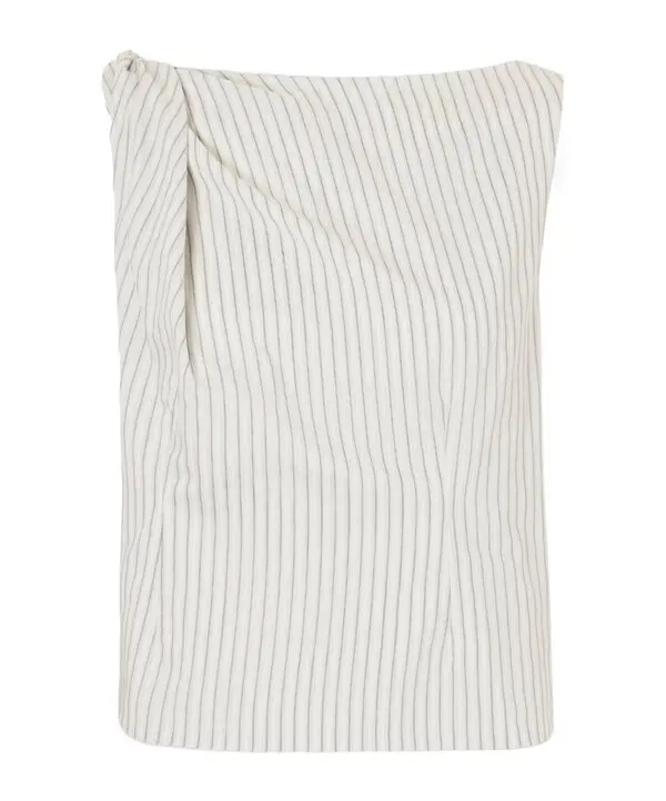 RÓHE Draped Stripe Top - White