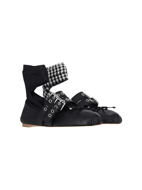 Miu Miu Ballerina Flats With Buckle And Bow Detailing