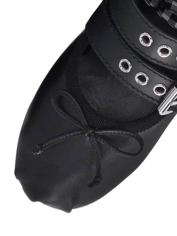 Miu Miu Ballerina Flats With Buckle And Bow Detailing