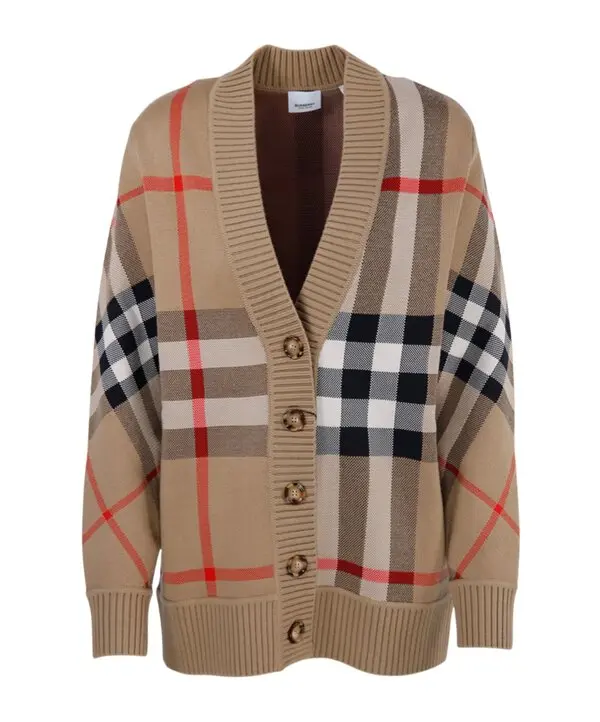 Burberry Vintage Checked Knitted Cardigan - Collection Beige