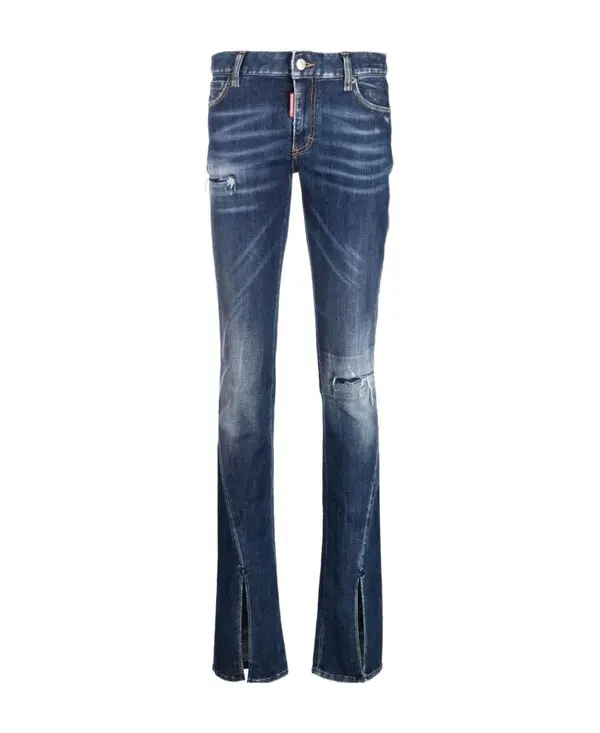 Dsquared2 Distressed Split Cuffs Trumpet Bootcut Jeans