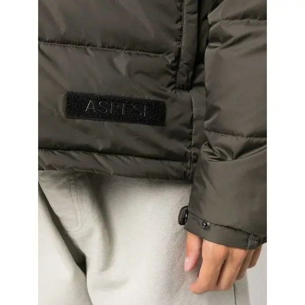 Aspesi Padded Hooded Jacket With Logo Patch - Green