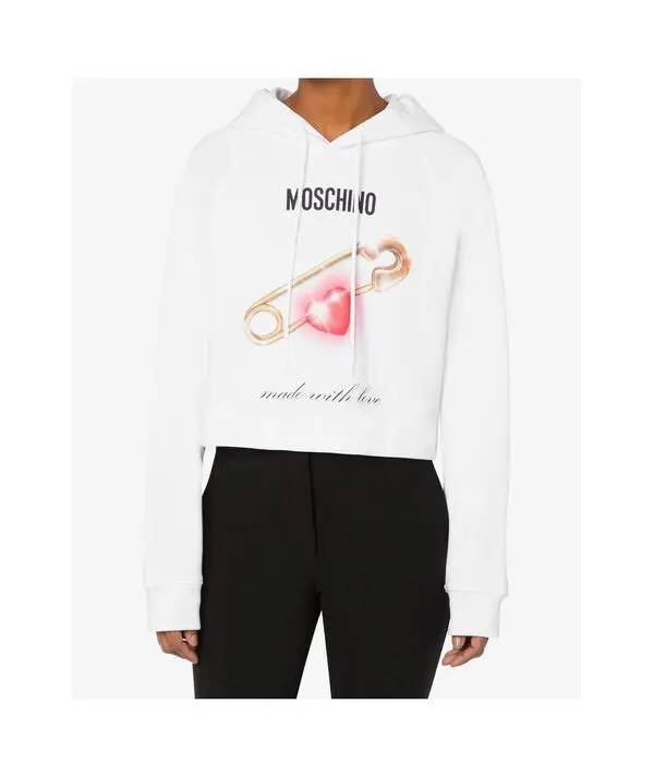 Moschino Heart-print Cotton Hoodie - White