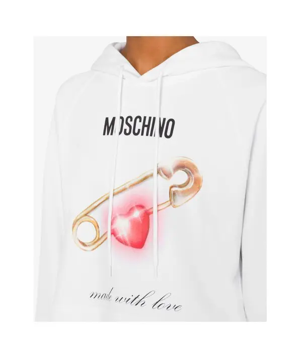 Moschino Heart-print Cotton Hoodie - White
