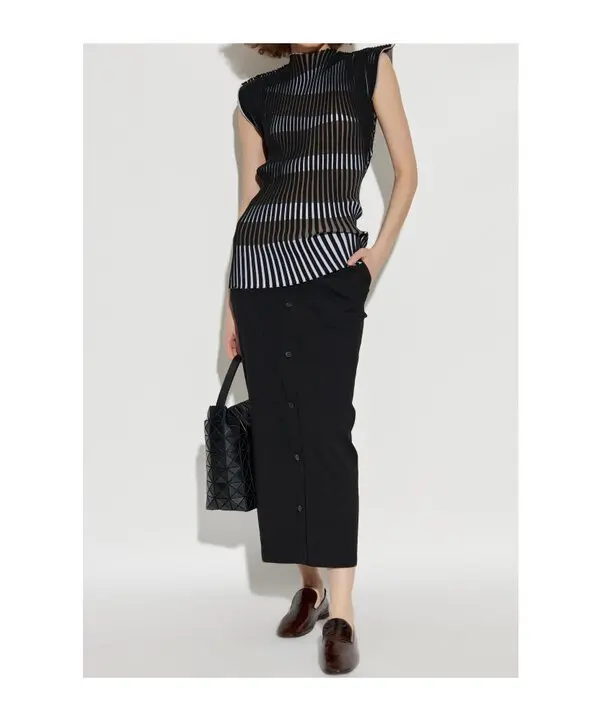Issey Miyake Button Front Midi Skirt