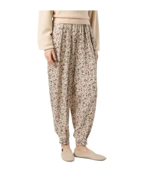 Loro Piana Floral Print Puffed Leg Trousers