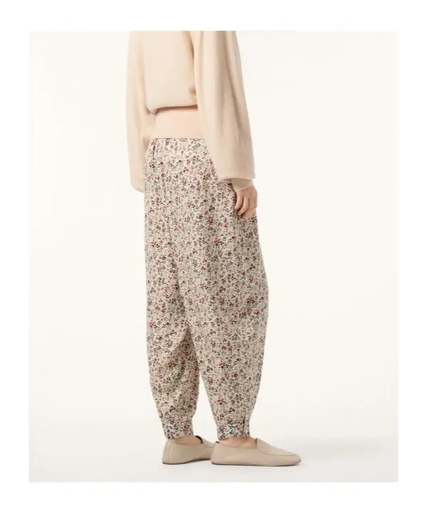 Loro Piana Floral Print Puffed Leg Trousers