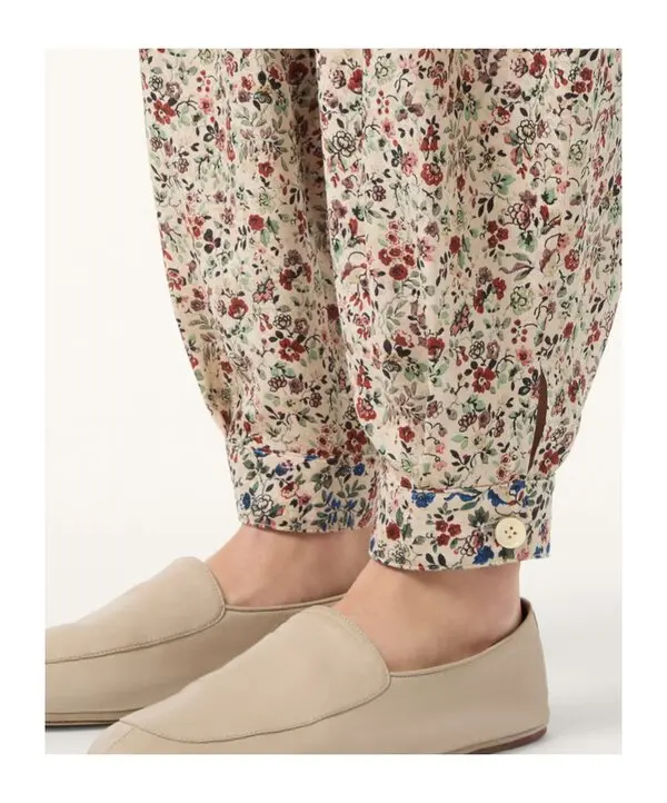 Loro Piana Floral Print Puffed Leg Trousers