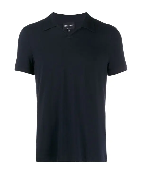 Giorgio Armani Stretch Short-sleeved Jersey Polo Shirt - Black