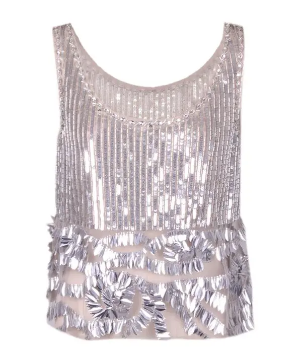 Alberta Ferretti Sequin Embellished Tank Top - Gray