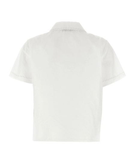 Miu Miu Short Sleeve Embroidered Collar Shirt - White